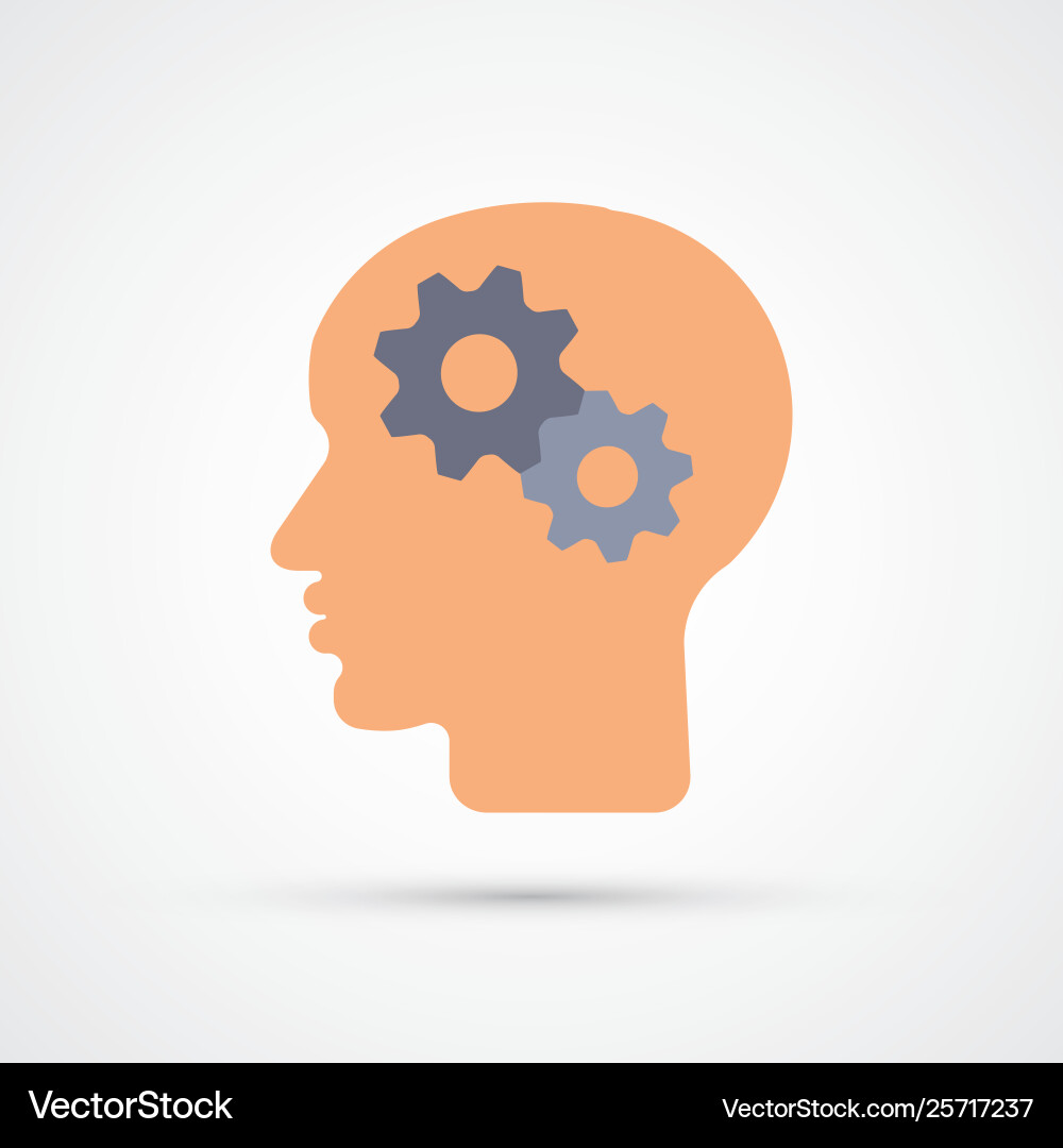 Colored head with gears trendy symbol Royalty Free Vector