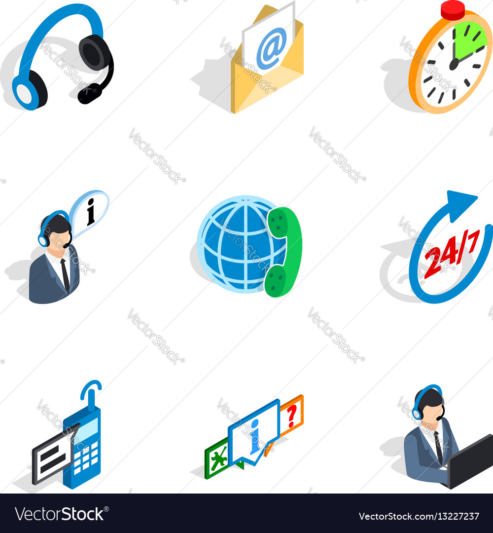 Contact and support icons isometric 3d style Vector Image
