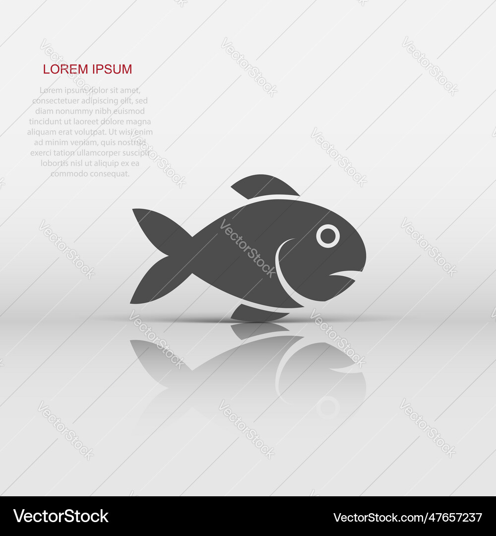 Fish icon in flat style seafood on white isolated Vector Image