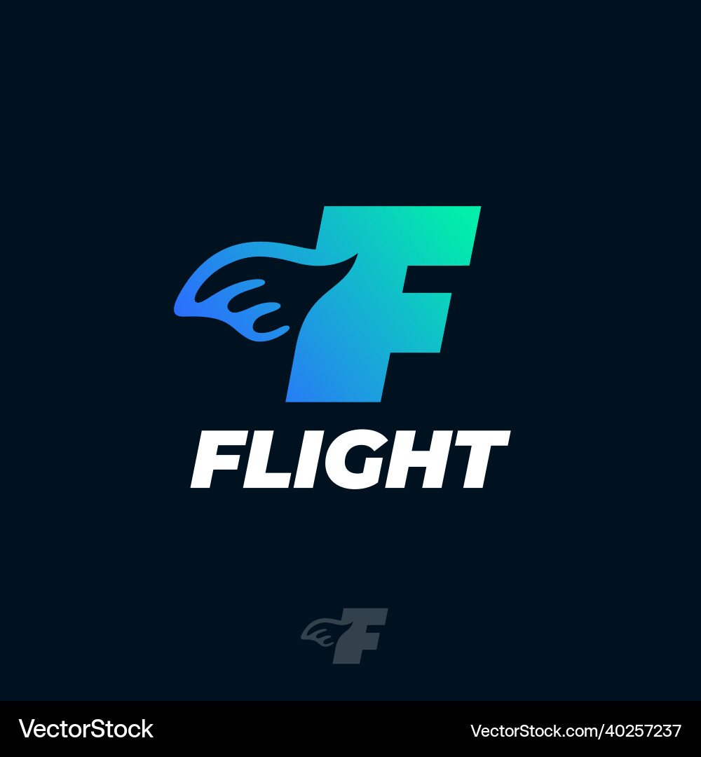 Flight logo letter f monogram wing fly symbol Vector Image