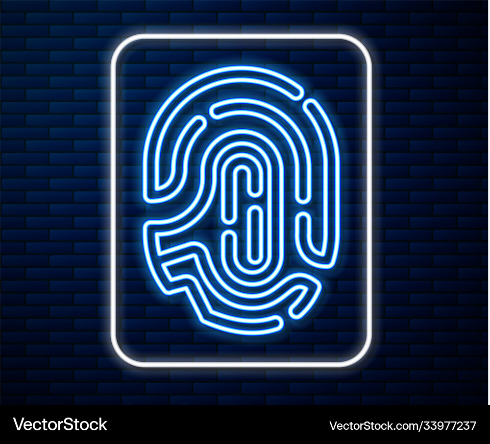 Glowing neon line fingerprint icon isolated Vector Image