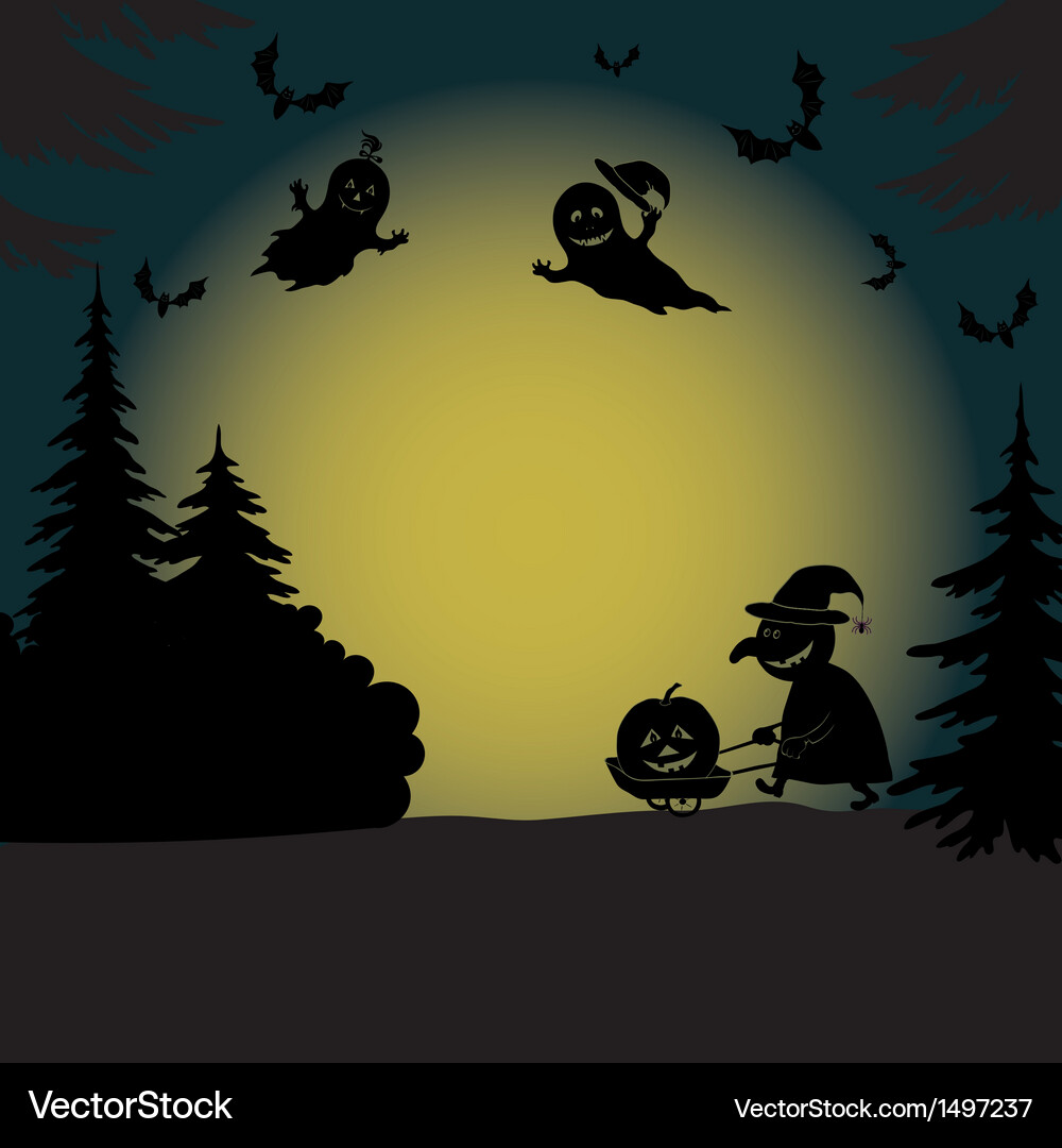Halloween Night Landscape Royalty Free Vector Image