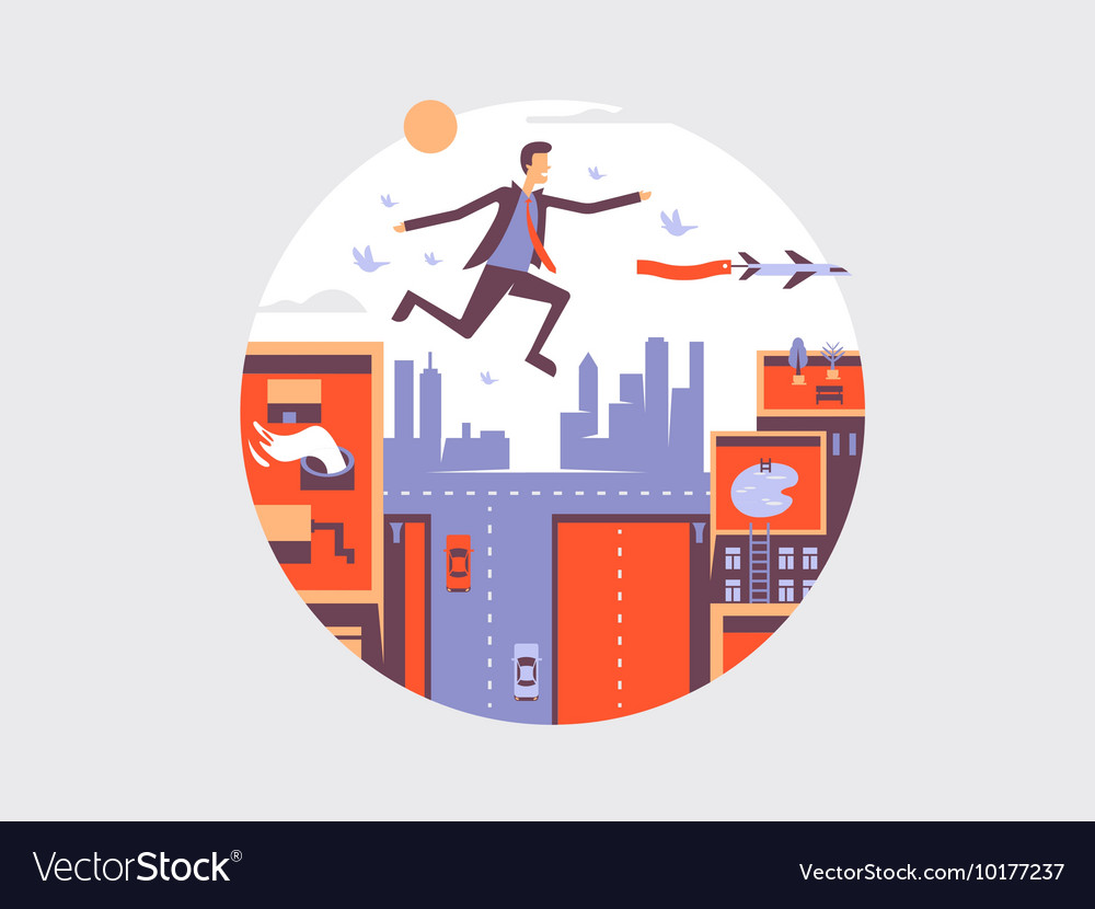Man fly design flat Royalty Free Vector Image - VectorStock