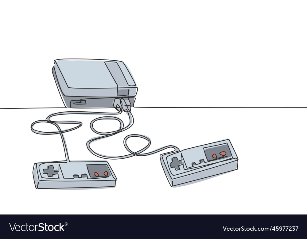 One Continuous Line Drawing Of Retro Old Classic Vector Image