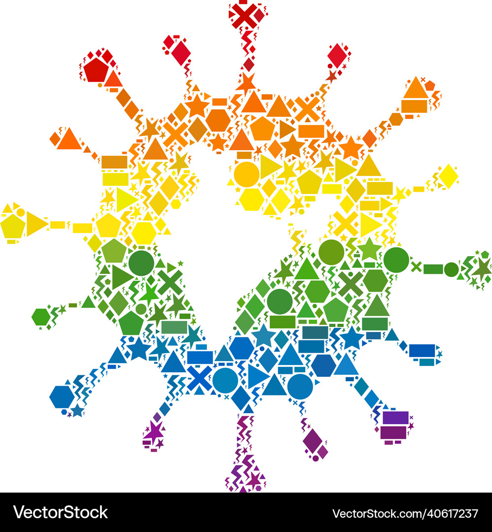 Rainbow geometric indian covid19 virus mosaic Vector Image