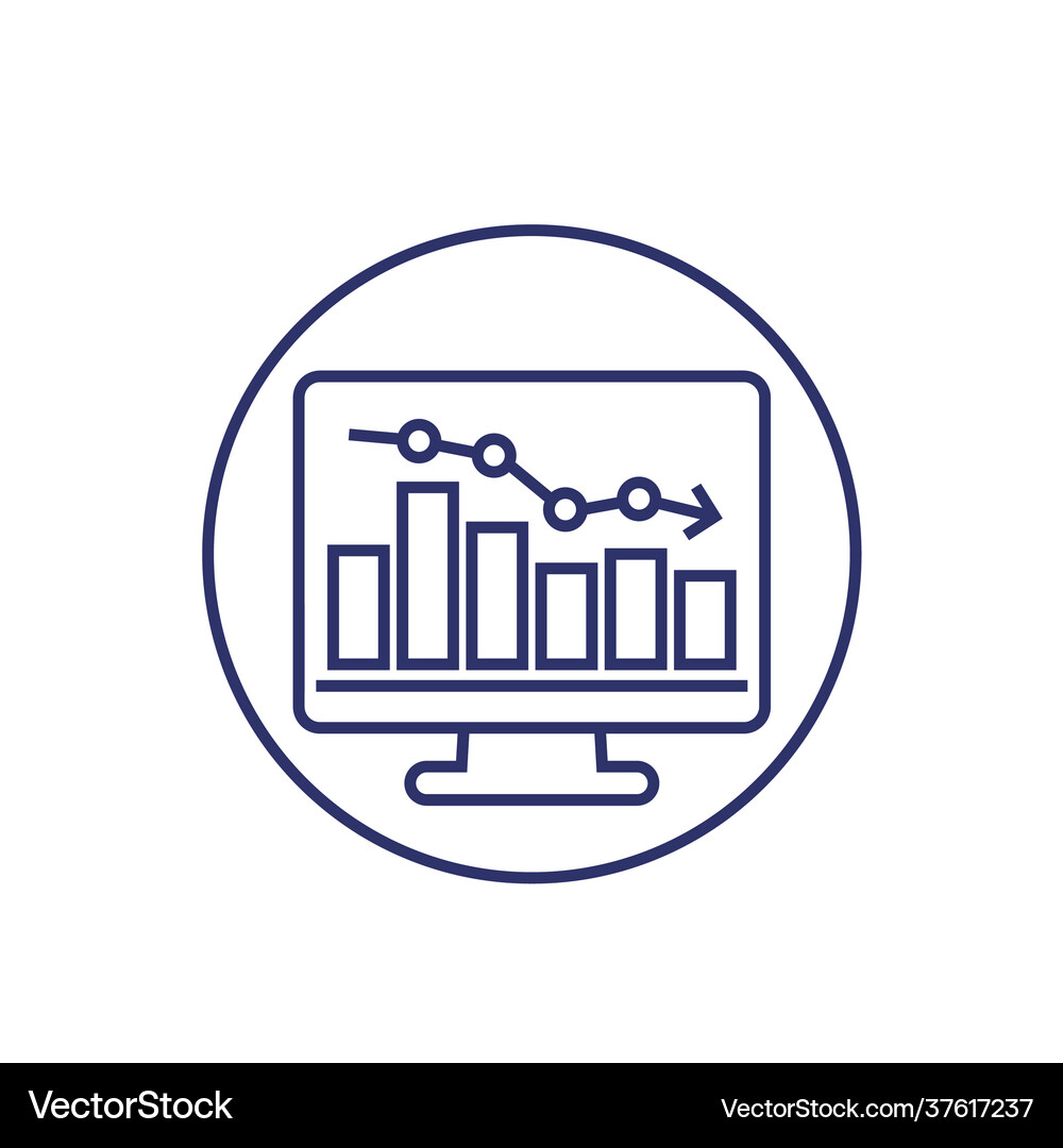 Recession or economic decline line icon Royalty Free Vector
