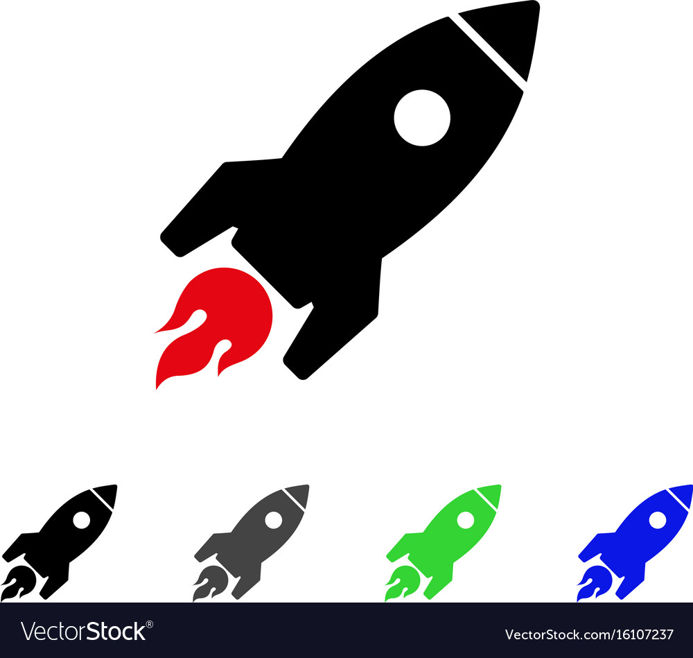 Rocket launch flat icon Royalty Free Vector Image