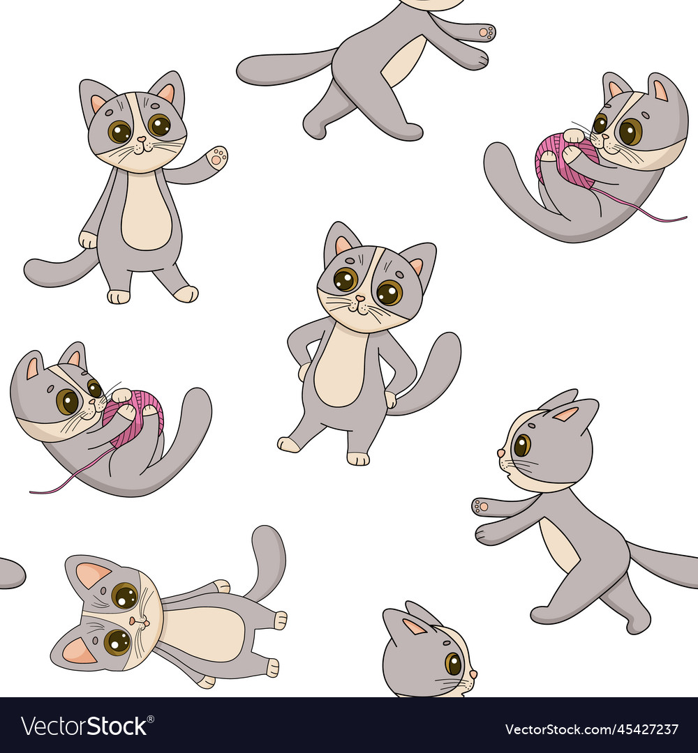 Seamless pattern with cute animals hand drawn Vector Image