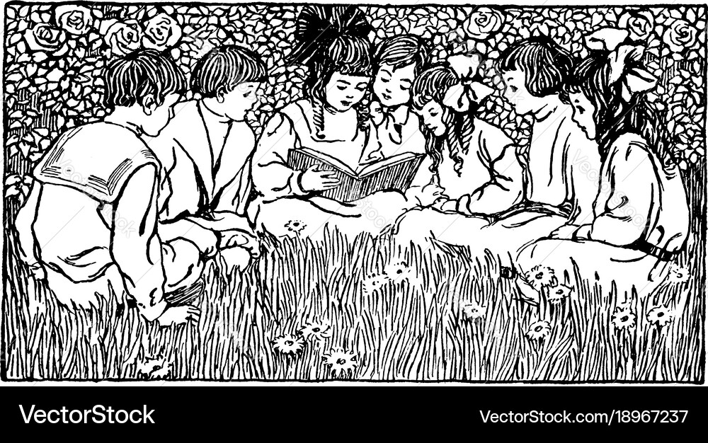 Story time seven vintage engraving Royalty Free Vector Image