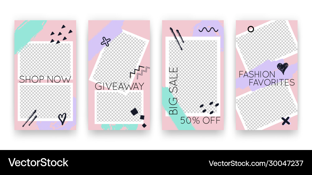 Trendy editable set templates for social media Vector Image