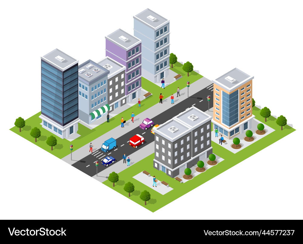 Urban scene feature city architecture homes Vector Image