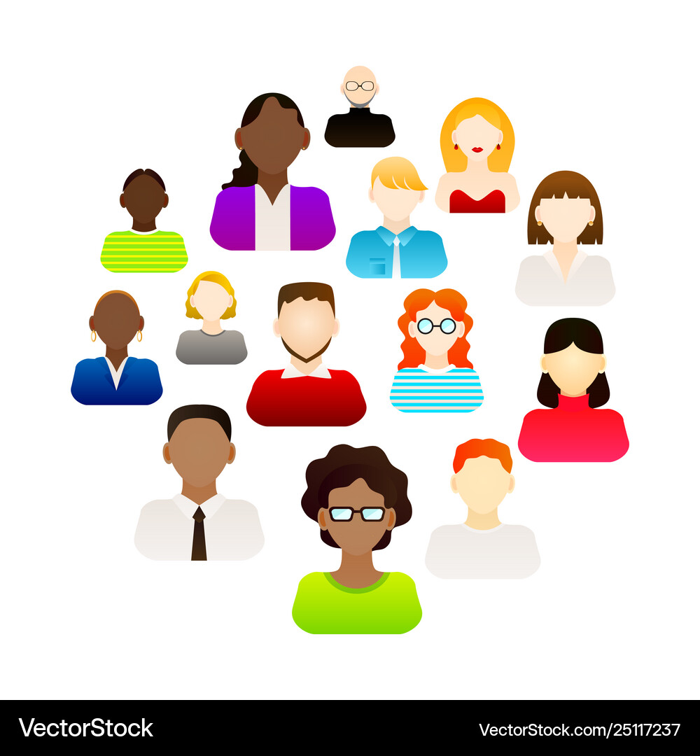 Various colorful cartoon people Royalty Free Vector Image