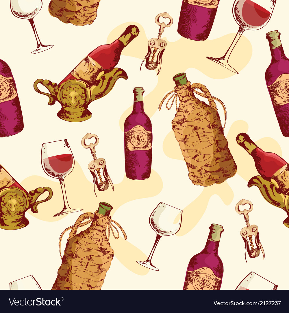 Wine seamless pattern Royalty Free Vector Image