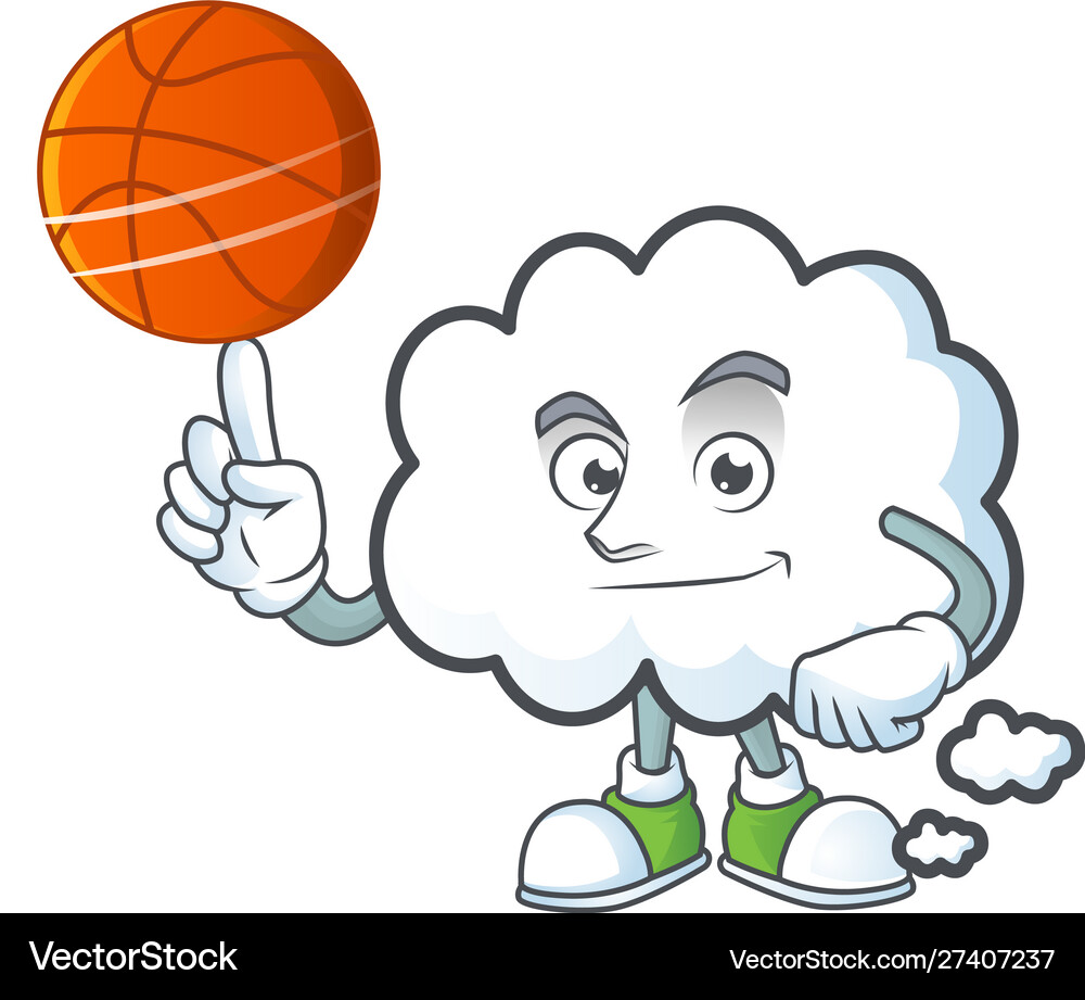 With basketball cloud bubble cartoon mascot Vector Image