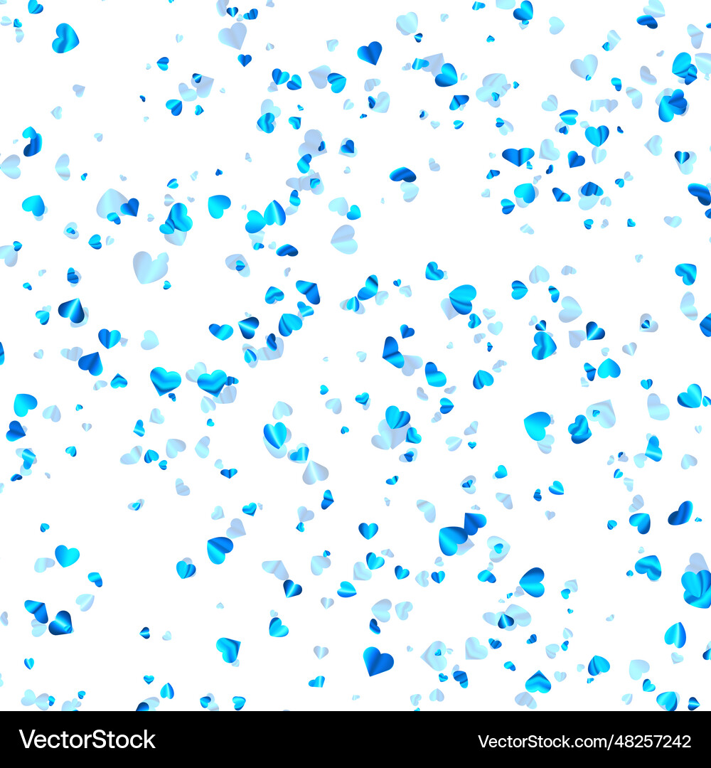 Blue foil hearts confetti on white background Vector Image