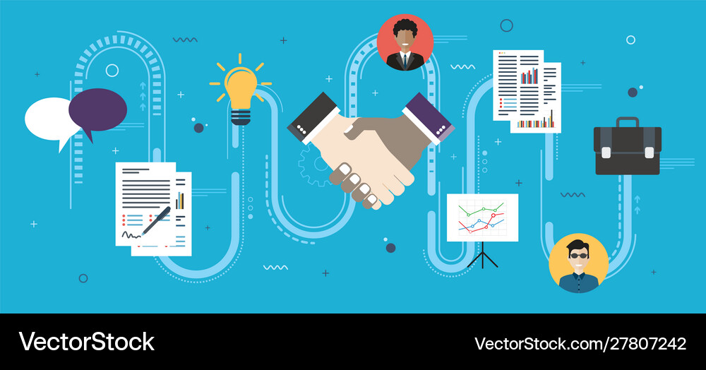 Cooperation strategy and handshake in contract Vector Image