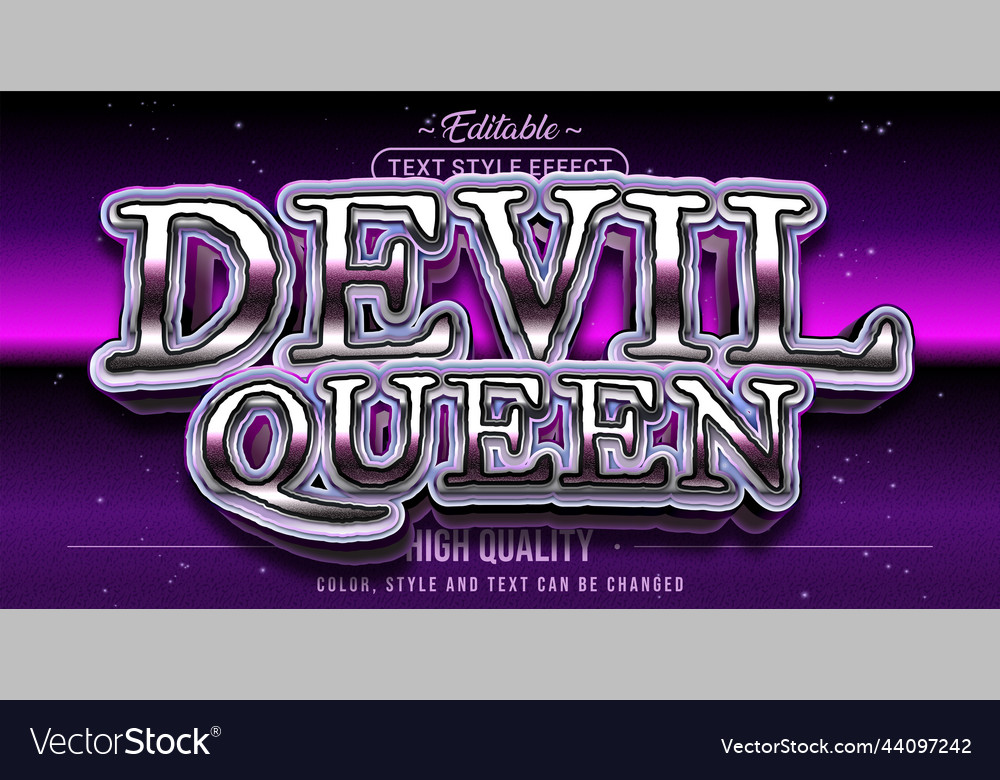 Editable text style effect - devil queen text Vector Image