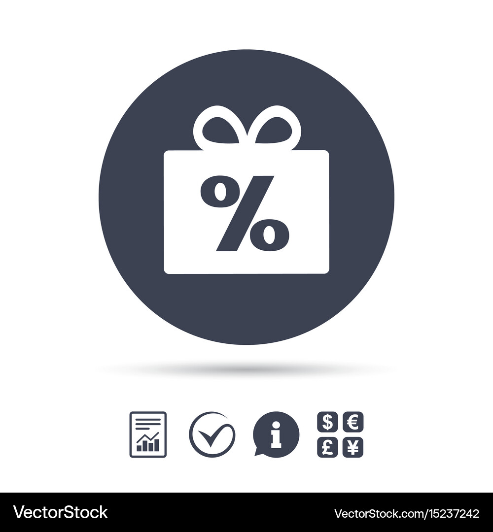Gift box sign discount icon present symbol Vector Image