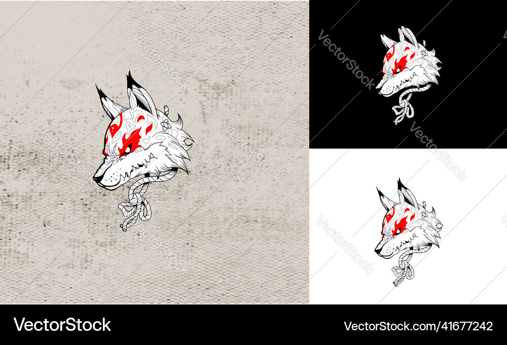 Head mask of fox design logo Royalty Free Vector Image