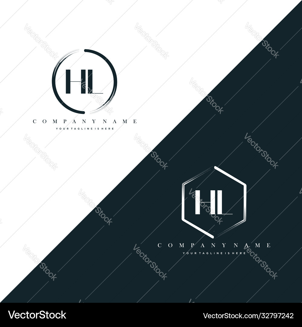 Initial letter hl circle brush hexagon brush Vector Image