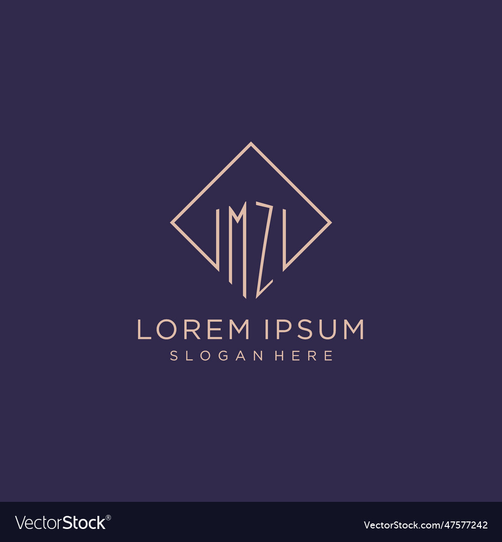 Initials mz logo monogram with rectangle style Vector Image