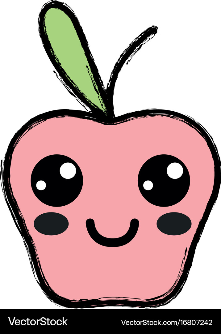 Kawaii cute happy apple fruit Royalty Free Vector Image