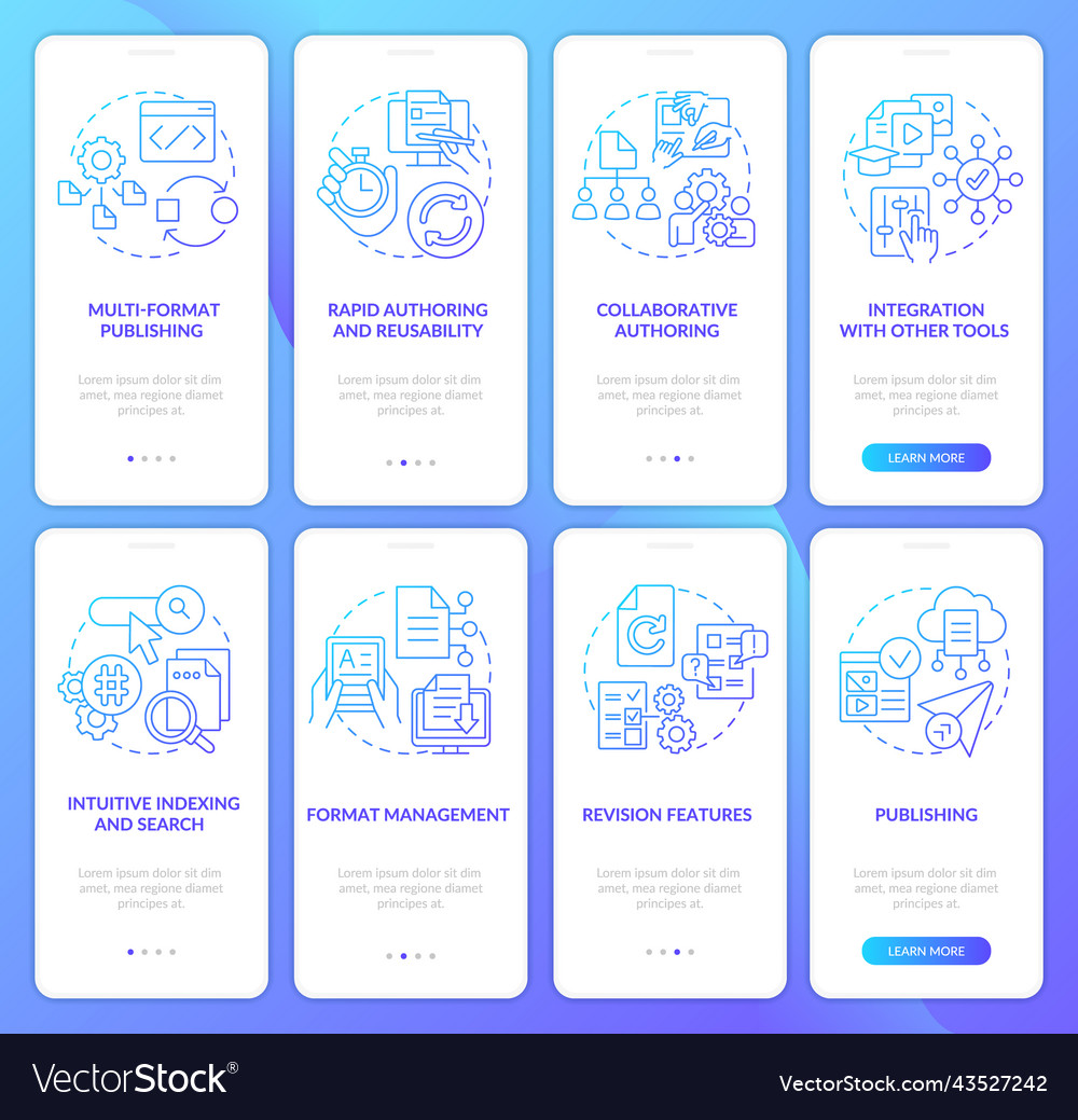 Lms and cms functionalities blue gradient Vector Image