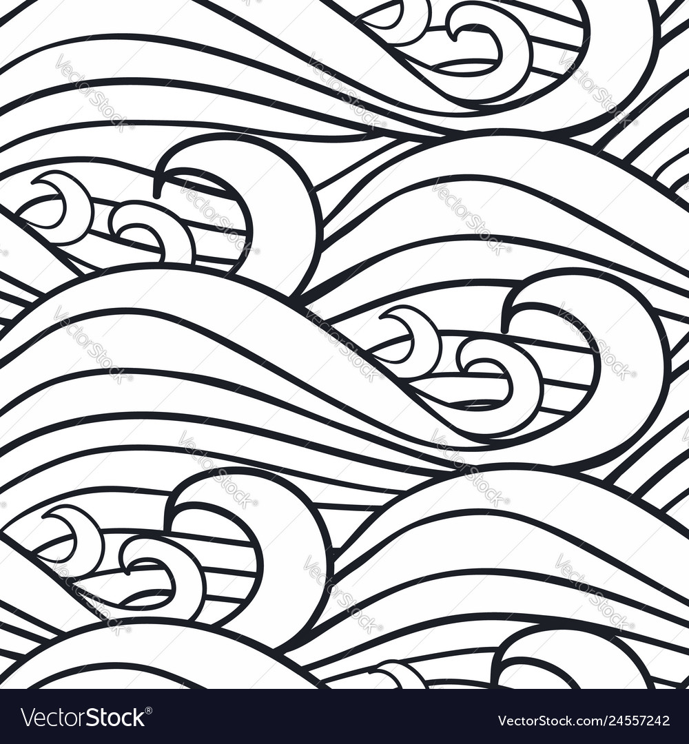 Sea waves monochrome pattern Royalty Free Vector Image