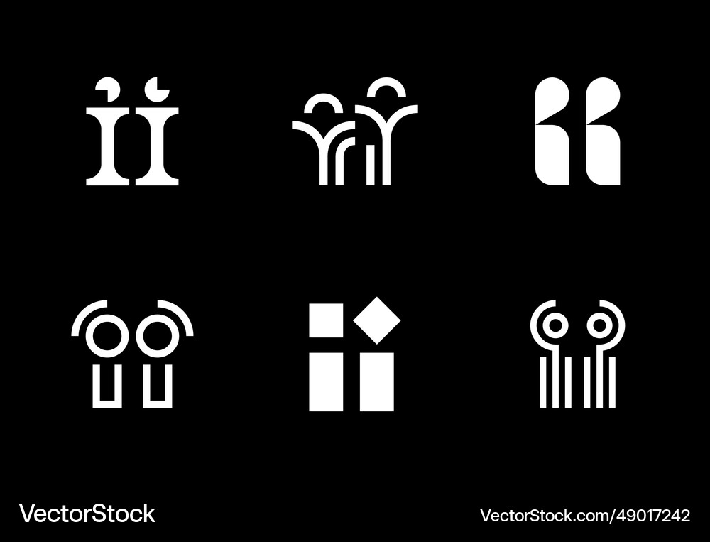 Set of letter ii logos Royalty Free Vector Image