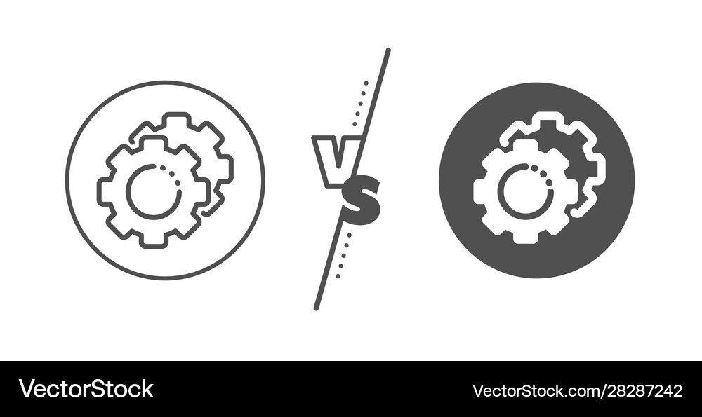Settings gears line icon cogwheel sign working Vector Image