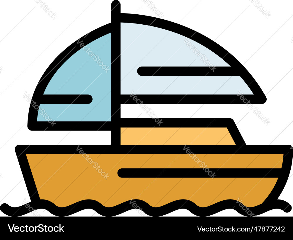 Travel boat icon flat Royalty Free Vector Image