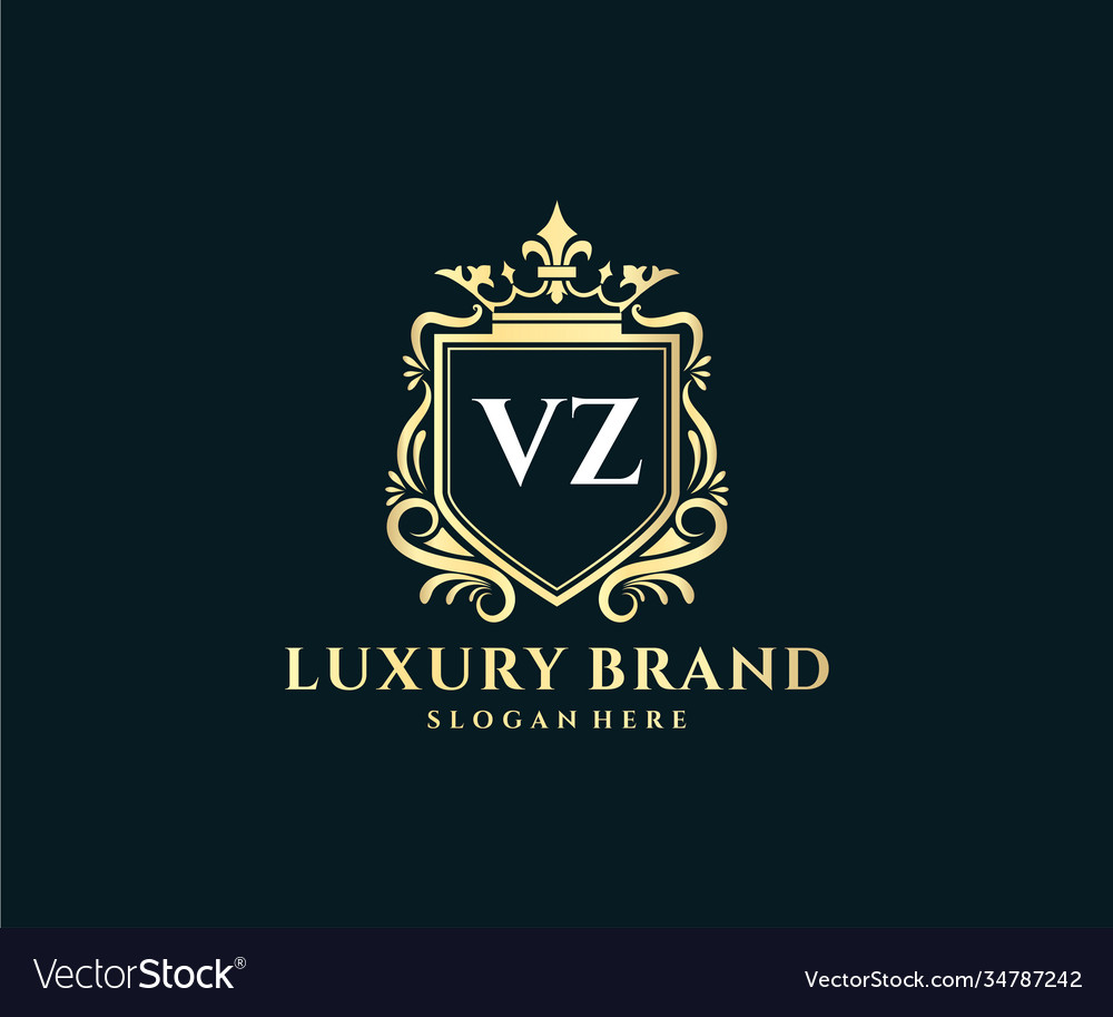 Vz initial letter gold calligraphic feminine Vector Image