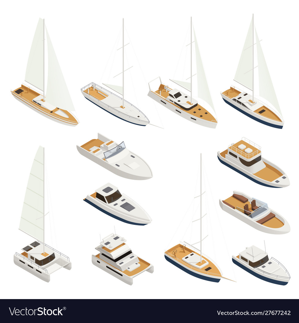 Yachting isometric icon set Royalty Free Vector Image Yachting isometric icon set Royalty Free Vector Image