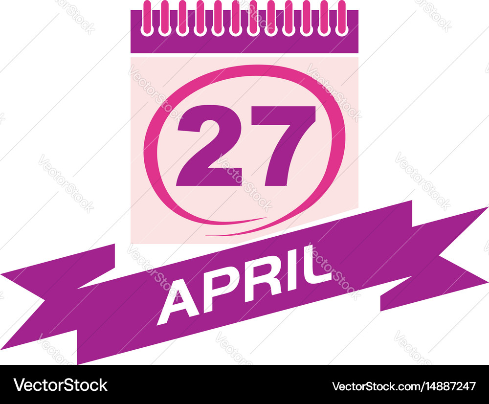 27 april calendar with ribbon Royalty Free Vector Image