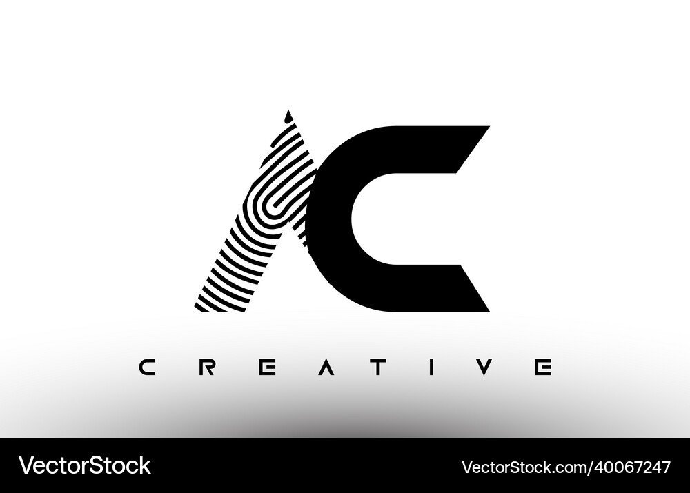 Ac fingerprint zebra letter logo design Royalty Free Vector