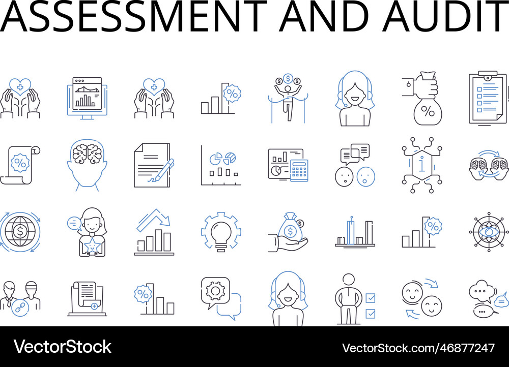 Assessment and audit line icons collection Vector Image