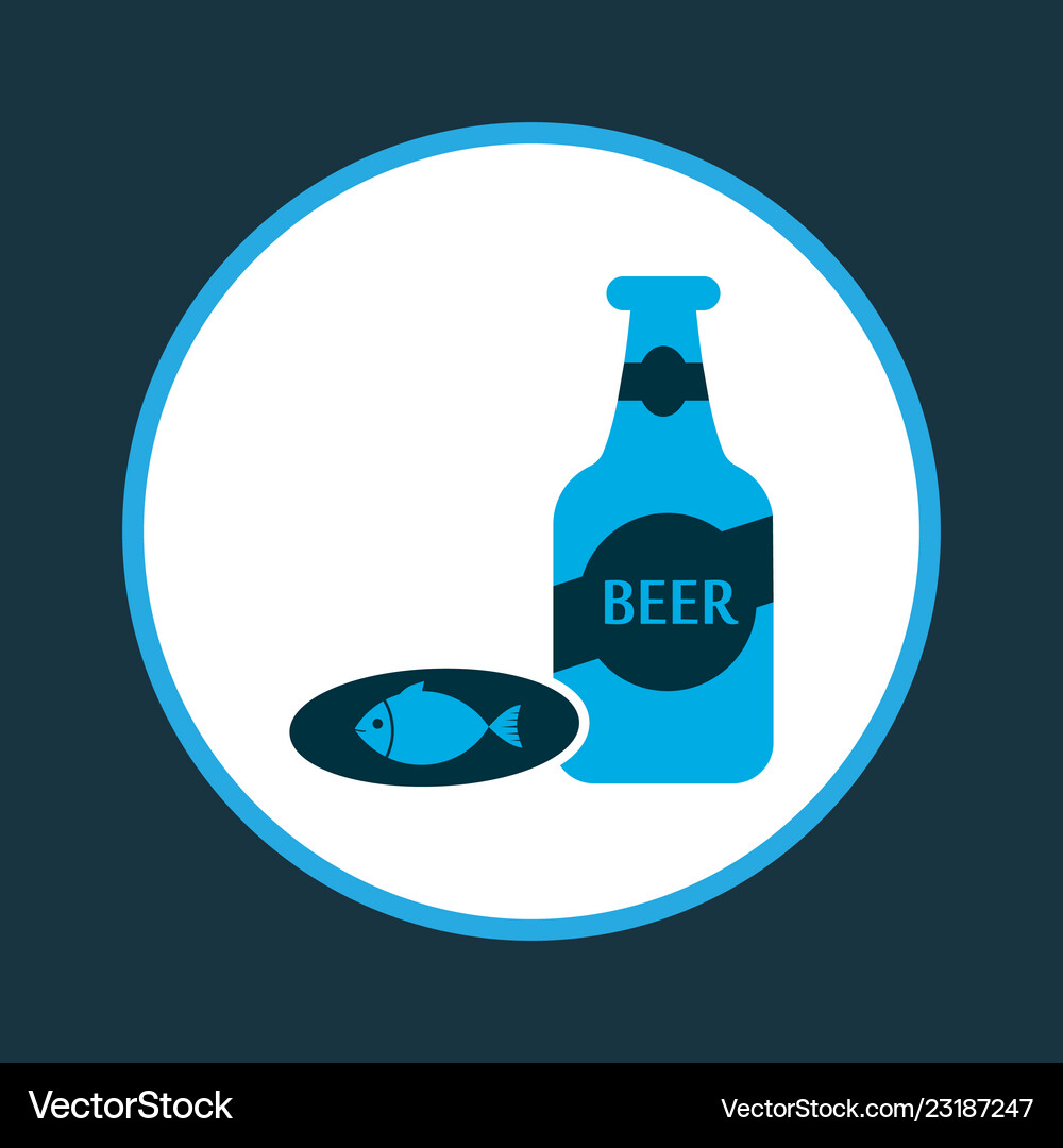 Beer with fish icon colored symbol premium Vector Image