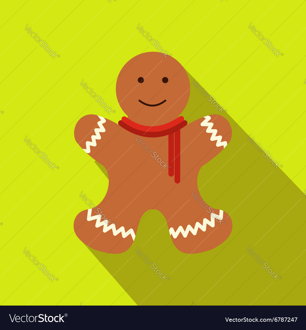 Christmas gingerbread man flat icon Royalty Free Vector