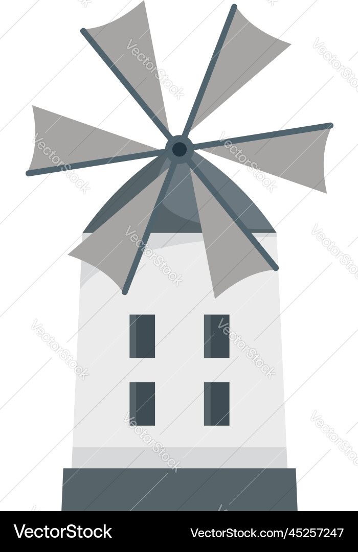 Greek windmill icon flat greece island Royalty Free Vector