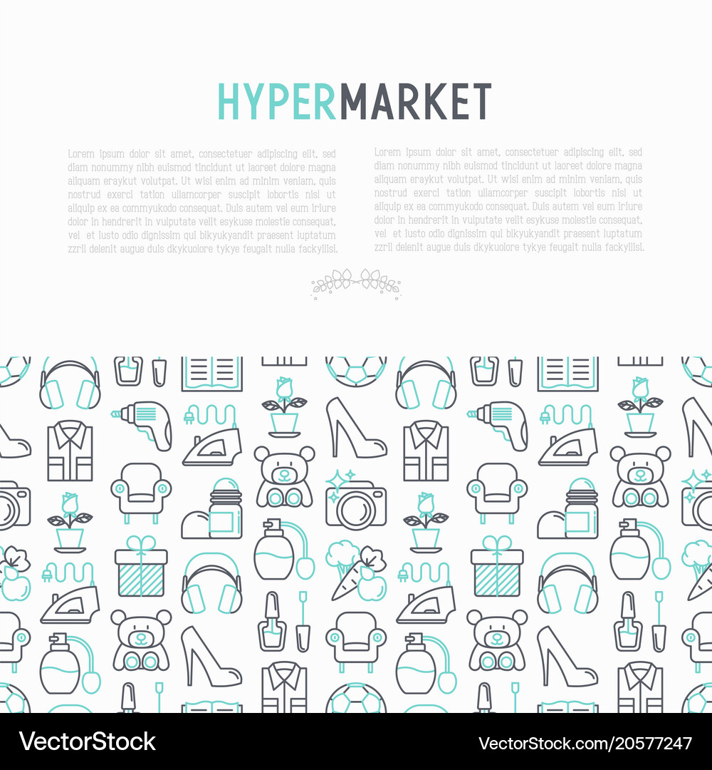 Hypermarket concept with thin line icons Vector Image