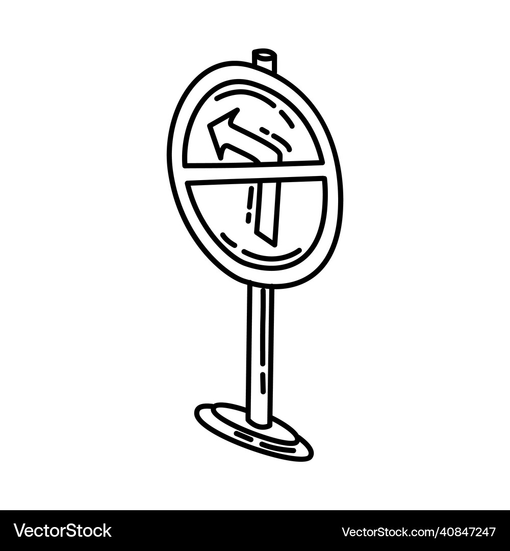 No left turn icon doodle hand drawn or outline Vector Image