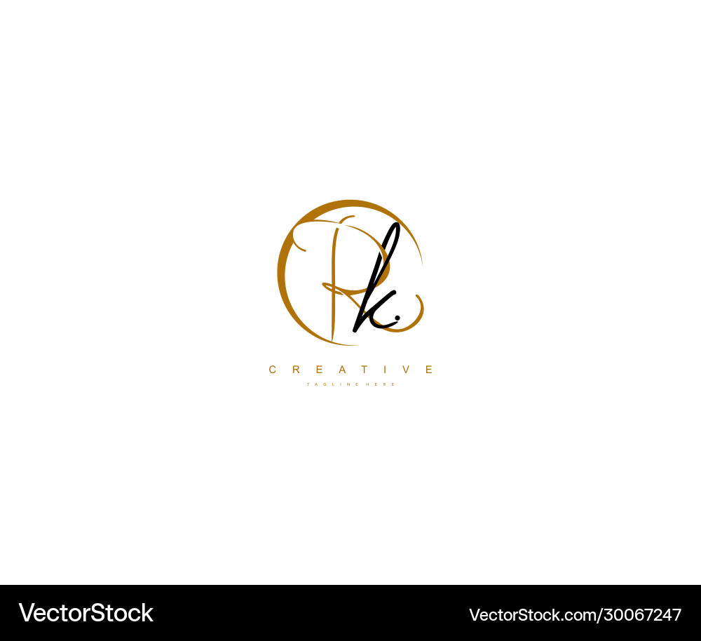 Rk letter stylized circle shape signature Vector Image