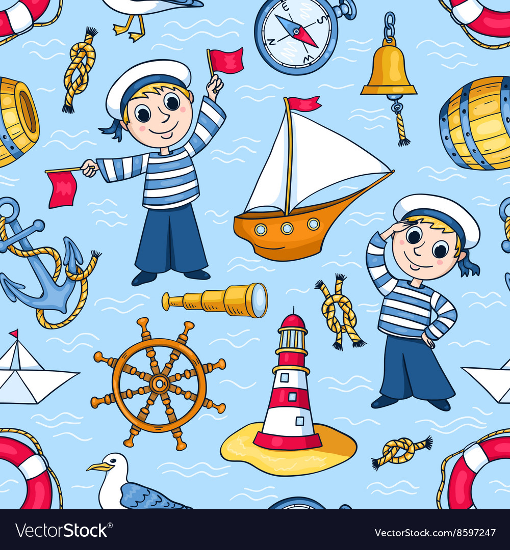 Sailors seamless pattern Royalty Free Vector Image