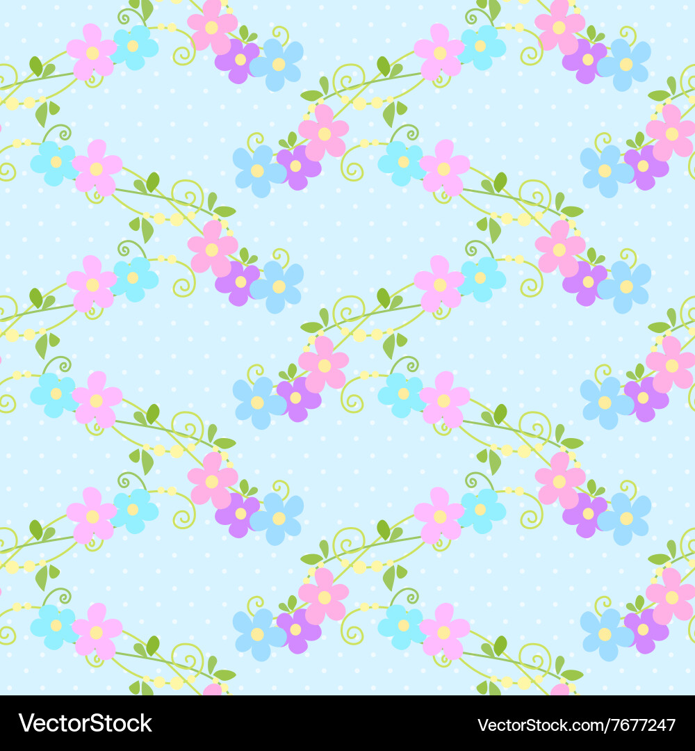 Seamless floral pattern with little pink and blue Vector Image
