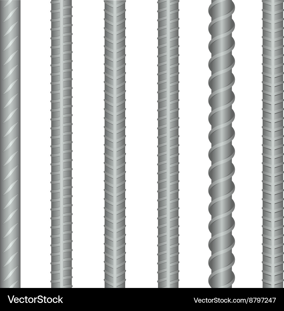 Seamless steel rebars reinforcements set Vector Image