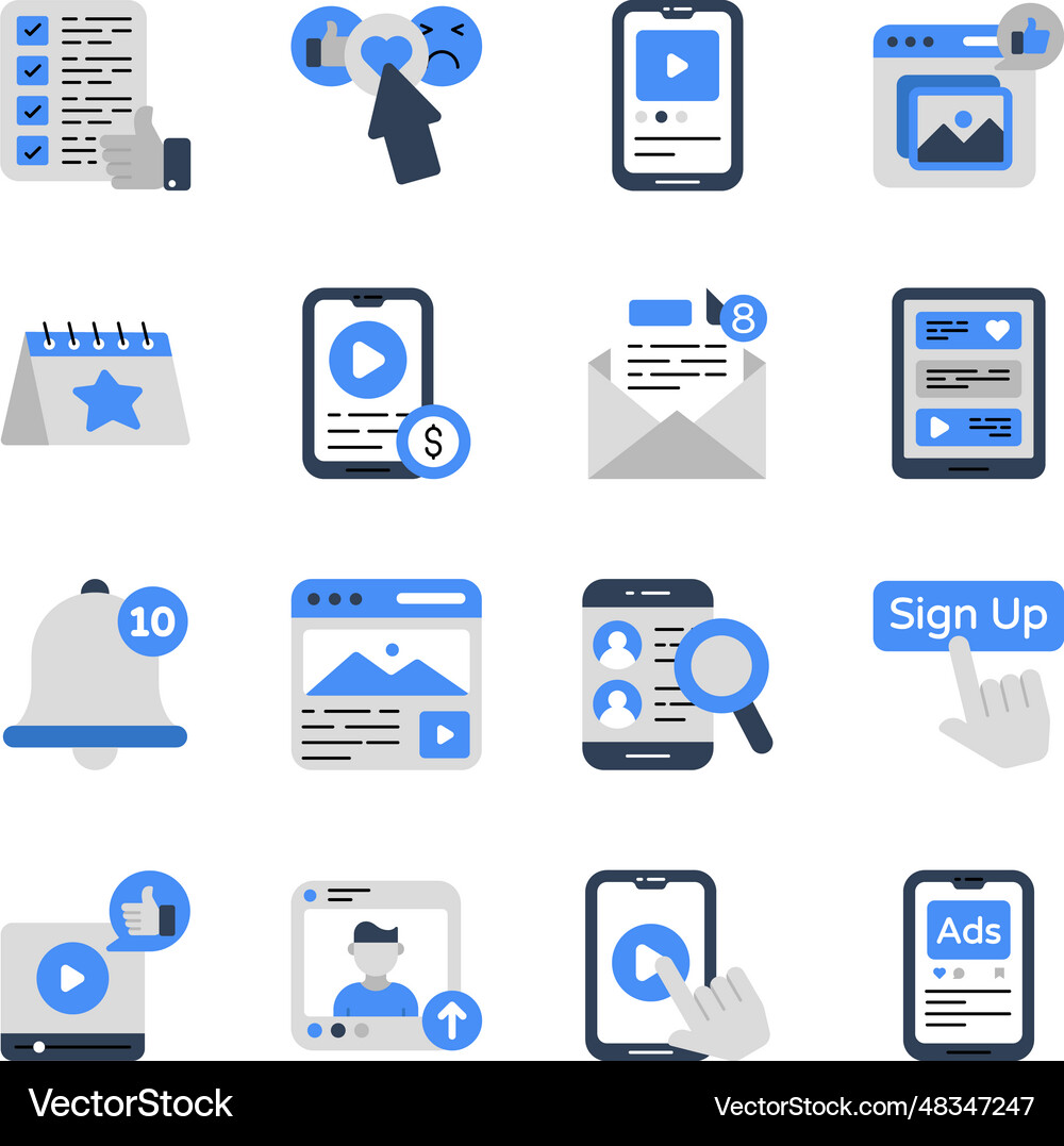 Set of social platform flat icons Royalty Free Vector Image