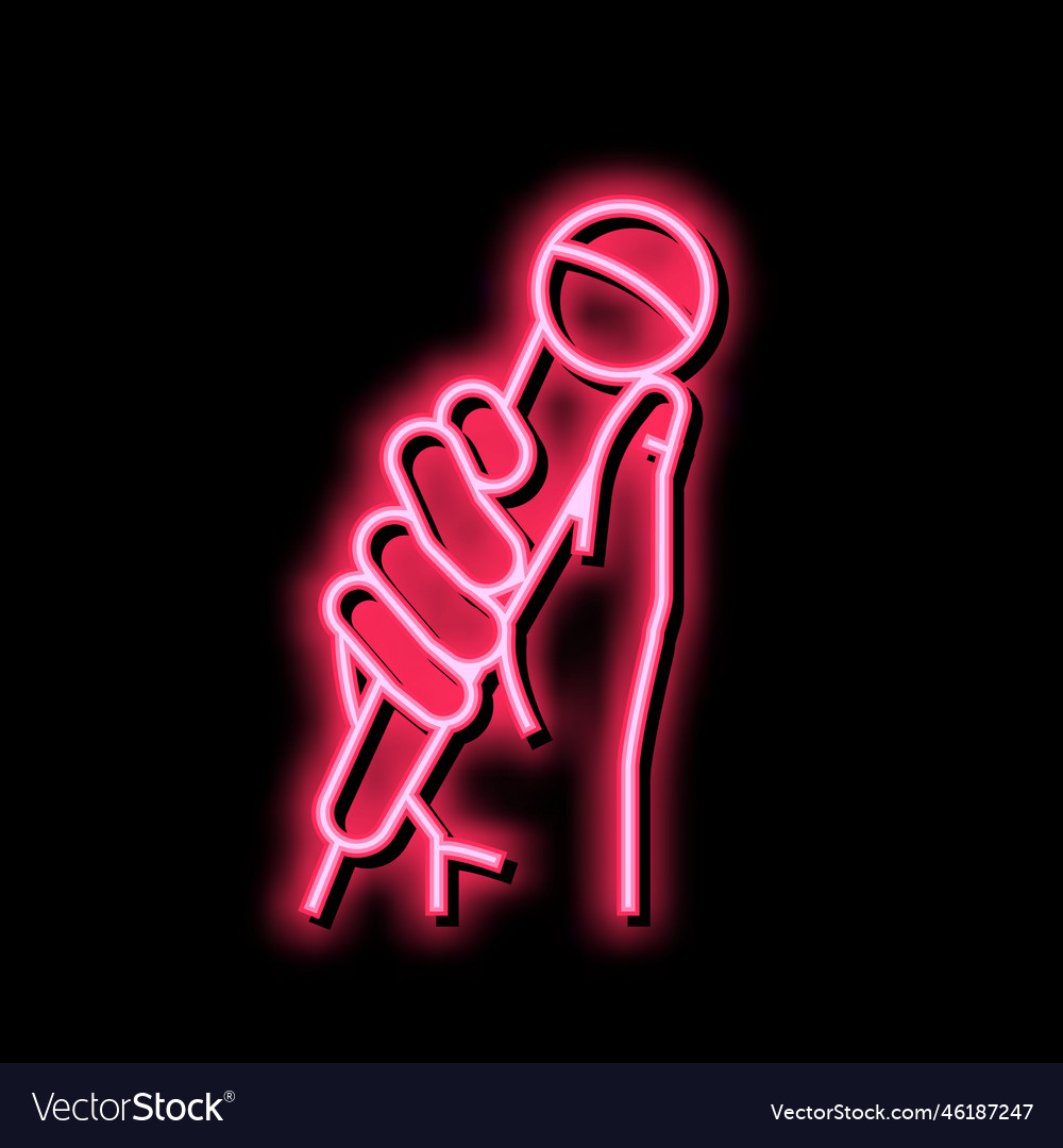 Singing Karaoke Neon Glow Icon Royalty Free Vector Image