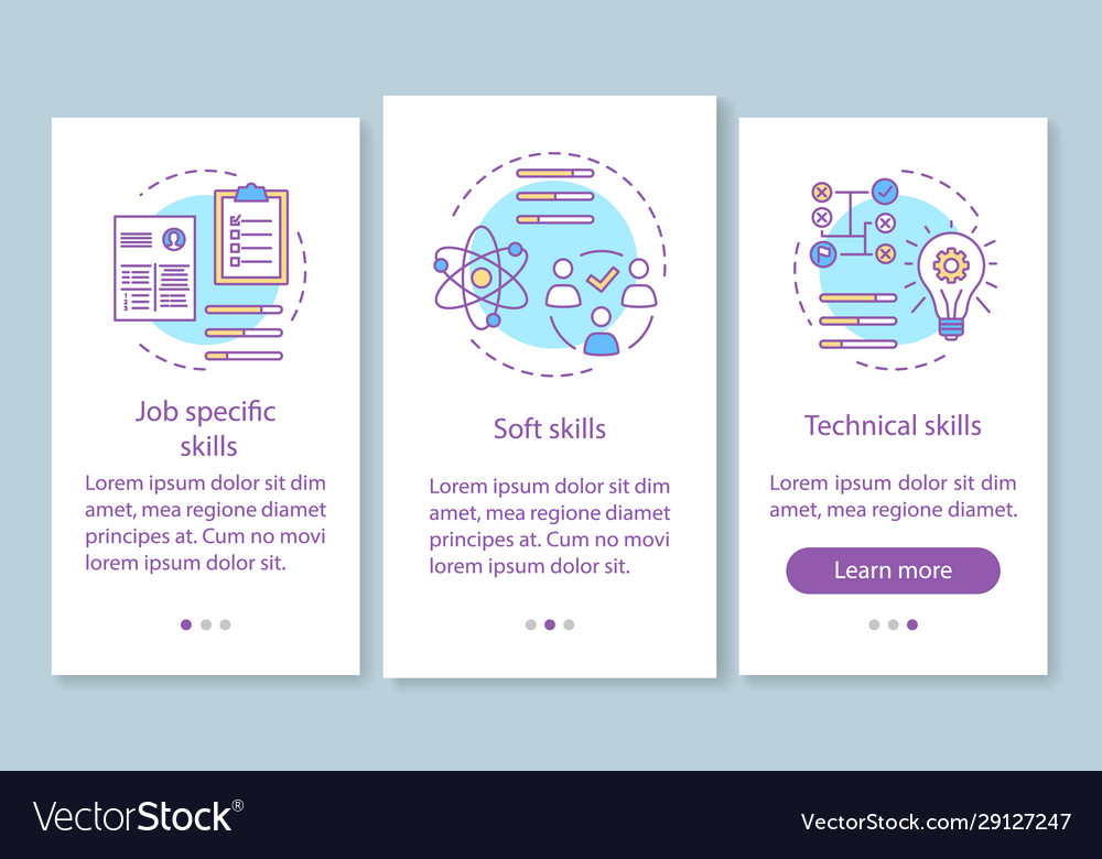 Skills onboarding mobile app page screen Vector Image