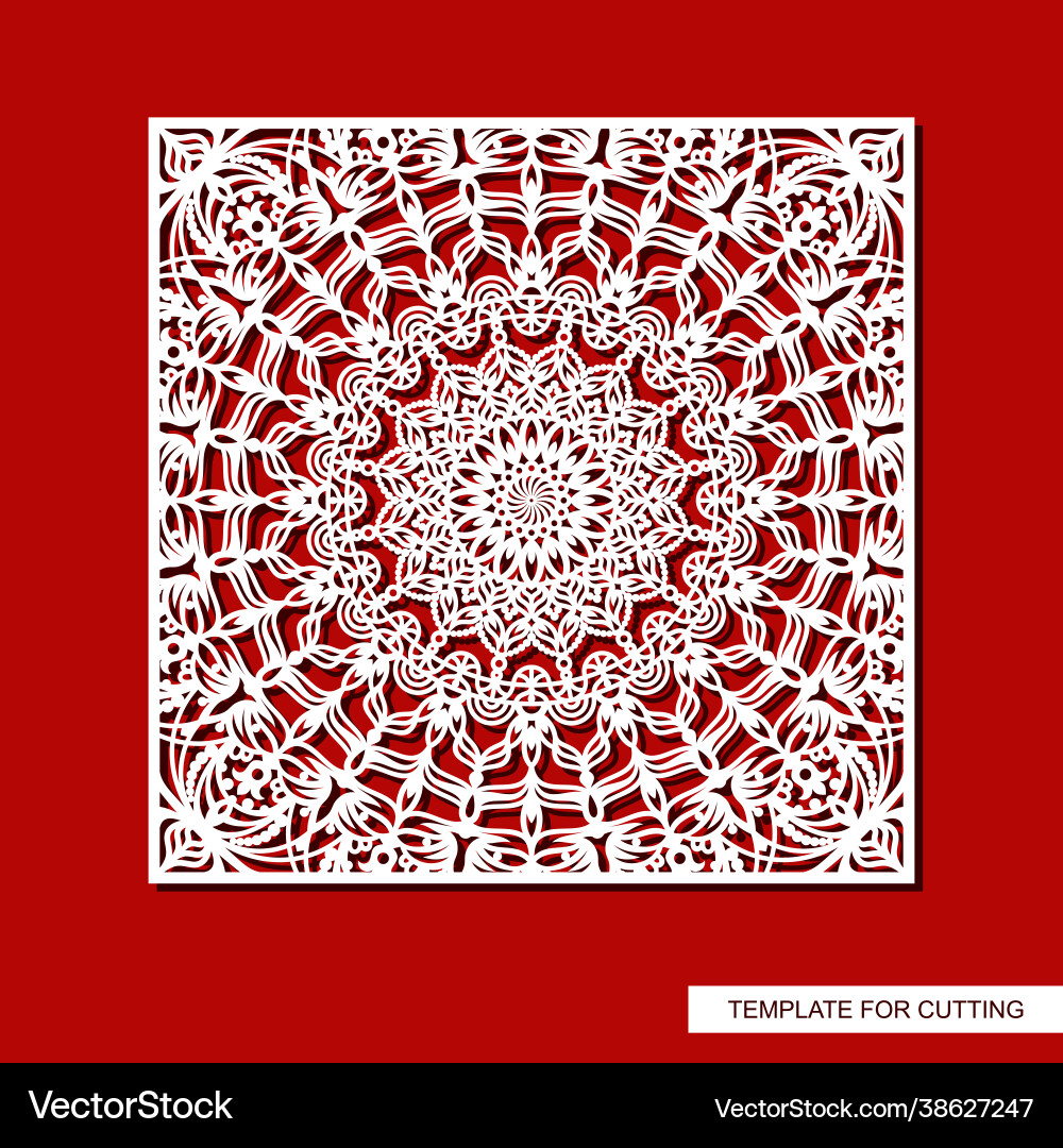 Square panel with carved ornament Royalty Free Vector Image