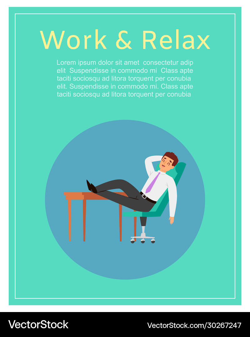 Work and relax with young businessmanin office Vector Image